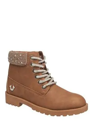 True Religion Faith Bling Lace Combat Boot - Tan