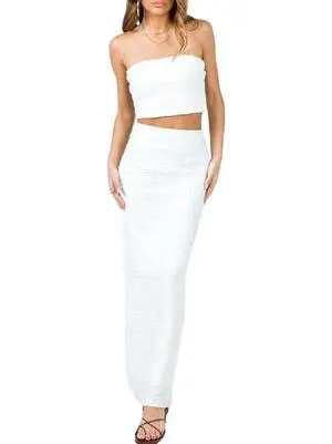 Princess Polly Martha Strapless Crop Top & Skirt Set - White