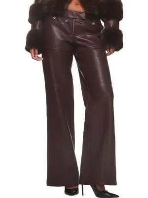 I.AM.GIA Sarrin Faux Leather Wide Leg Pants - Plum