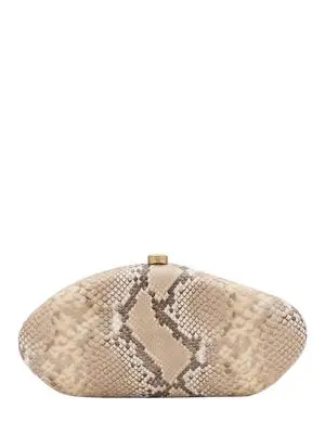 Cult Gaia The Caldera Snake Embossed Leather Clutch - Faded Python