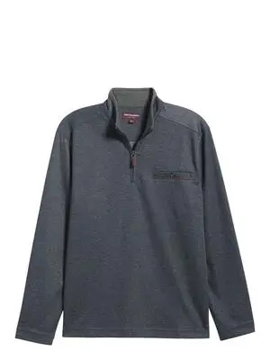Johnston & Murphy Merritt Piqué Quarter Zip Pullover - Navy