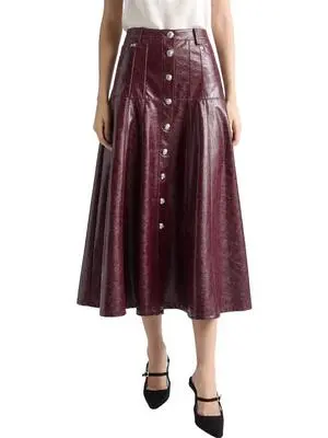 Cinq À Sept Faux Leather Midi Skirt - Black Cherry