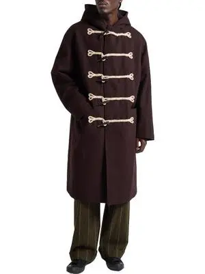 Yohji Yamamoto Toggle Duffle Coat - Bordeaux