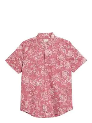 Reyn Spooner Hawaiian Gardenias Floral Button Down Shirt - Faded Ginger