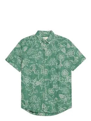 Reyn Spooner Hawaiian Gardenias Floral Button Down Shirt - Pine