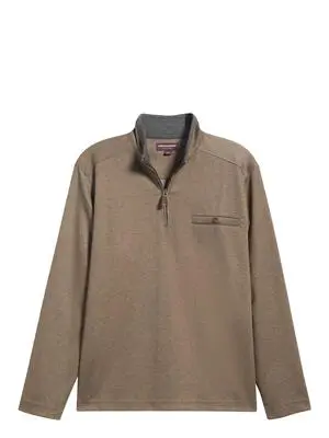 Johnston & Murphy Merritt Piqué Quarter Zip Pullover - Tan