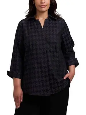 Foxcroft Taylor Houndstooth Jacquard Button-up Shirt - Black