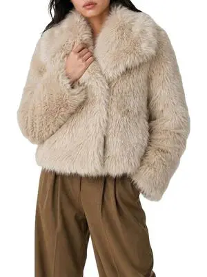 NOIZE Mandie Faux Fur Coat - Beige