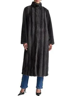 Avec Les Filles Faux Fur Maxi Coat - Graphite