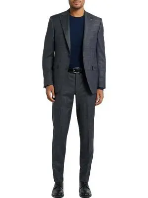 JACK VICTOR Esprit Tonal Plaid Wool Suit - Grey