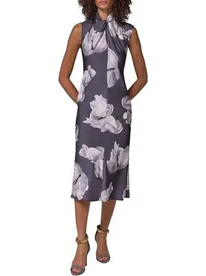 Donna Karan New York Twist Neck Midi Dress - Char Multi