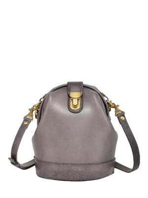 OLD TREND Doctor Genuine Leather Structured Bucket Crossbody - Grey