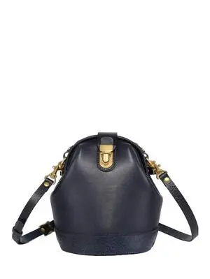 OLD TREND Doctor Genuine Leather Structured Bucket Crossbody - Navy