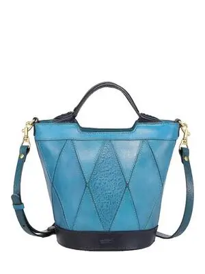 OLD TREND Primrose Genuine Leather Embossed Mini Bucket Tote Turquoise
