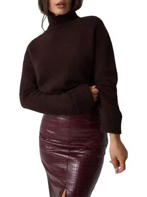 Guess Cashmere Blend Turtleneck Sweater - Dark Red