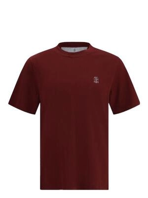 Brunello Cucinelli Logo Printed Crewneck T-shirt - Brown