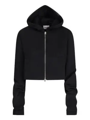 7 For All Mankind Cropped Zip-up Hoodie - Black