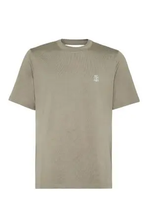 Brunello Cucinelli Logo Printed Crewneck T-shirt - Nude