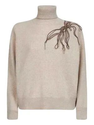 BRUNELLO CUCINELLI Brunello Cucinelli Monili Detailed Roll Neck Sweater