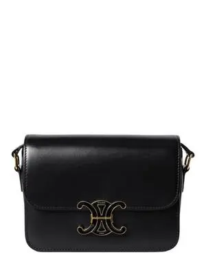 Celine Teen Triomphe Shoulder Bag With Flap - Black
