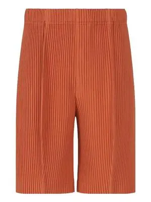 Issey Miyake Homme Plissé Issey Miyake Pleated Straight-Hem Shorts Scarlet