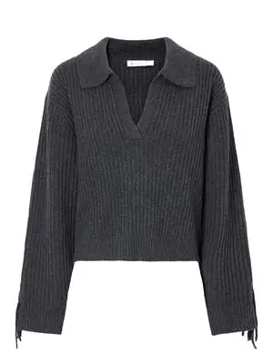 Simkhai Natalia Fringe-trimmed Sweater Grey