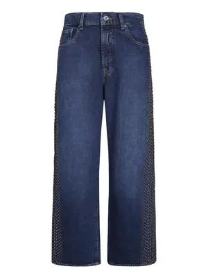 7 For All Mankind Stud-embellished Stovepipe Jeans Blue