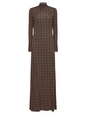 Rabanne High Neck Floral Maxi Dress - Black