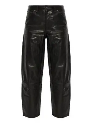ALLSAINTS Utility Leather Barrel Trousers - Black