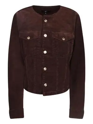 7 For All Mankind Corduroy Round Neck Jacket Black