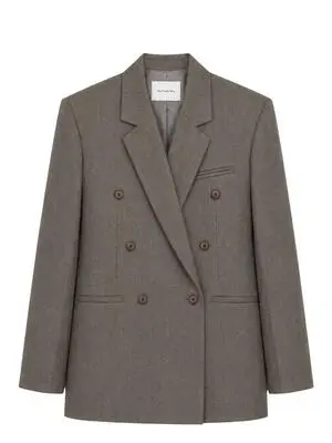 THE FRANKIE SHOP JADE WOOL DOUBLE-BREASTED BLAZER  Beige