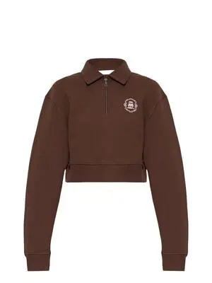 Palm Angels Palm Angels Cropped Half-Zip Polo Sweatshirt Brown