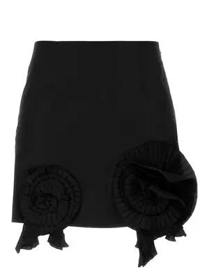Blumarine Pleated Rosette Mini Skirt - Black