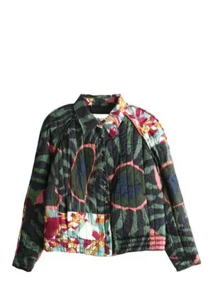 Dries Van Noten Marbled Clay Border Print Fluid Coat - Khaki