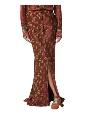 Dries Van Noten Slit Skirt - Brown