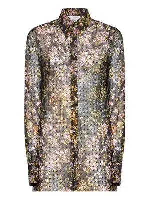Dries Van Noten Dries Van Noten Fitted Jacquard Bias-Cut Shirt Gray