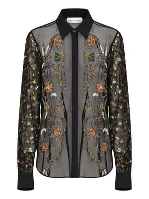 DRIES VAN NOTEN Dries Van Noten Beaded Floral Embroidered Shirt