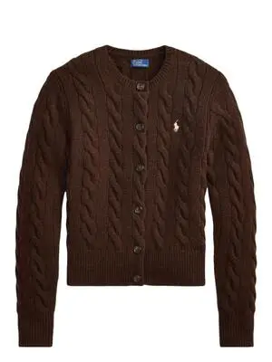Polo Ralph Lauren Cable-knit Wool-cashmere Cardigan - Black