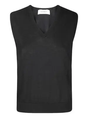 LISA YANG V-neck Knitted Vest - Black