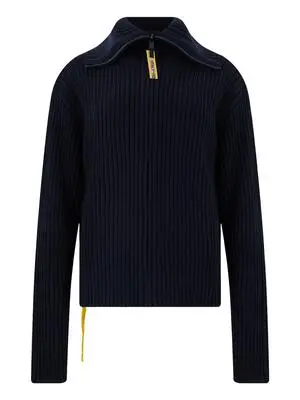 Fendi Long-sleeve Zip-up Sweater - Dark Blue