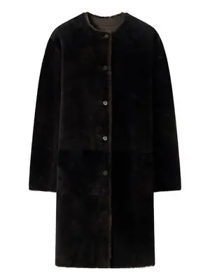 Loulou De Saison Elba Shearling Coat Dark Brown