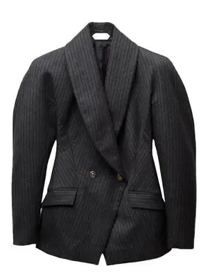 Versace Double-breasted Pinstripe Blazer - Grey