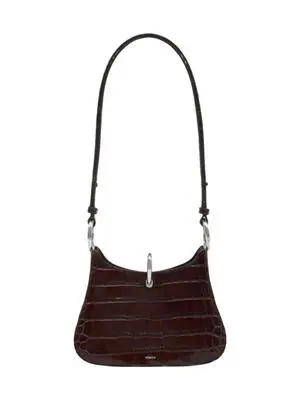 Rabanne Ring Embossed Leather Shoulder Bag - Brown