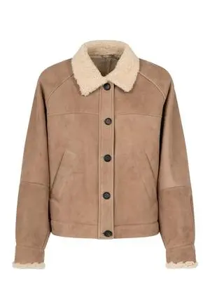 BRUNELLO CUCINELLI Shearling-collar Jacket