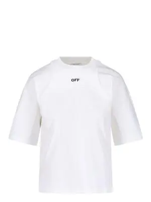 Off-White Logo Embroidered Crewneck T-shirt - White