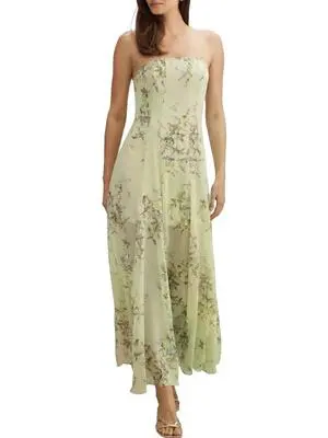 EVER NEW Kimora Strapless Floral-print Midi Dress - Green