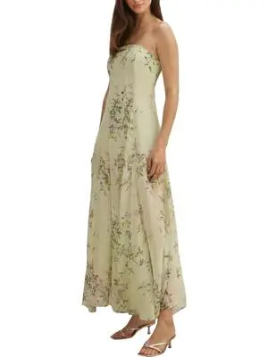 EVER NEW Kimora Strapless Floral-print Midi Dress