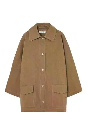 PSOPHIA Contrast-stitch Button-down Coat - Brown