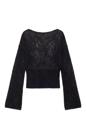 REFORMATION Soren Sheer-knit Sweater - Black