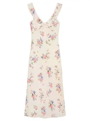 REFORMATION Teleia Floral-print Ruffled Midi Dress - Neutrals